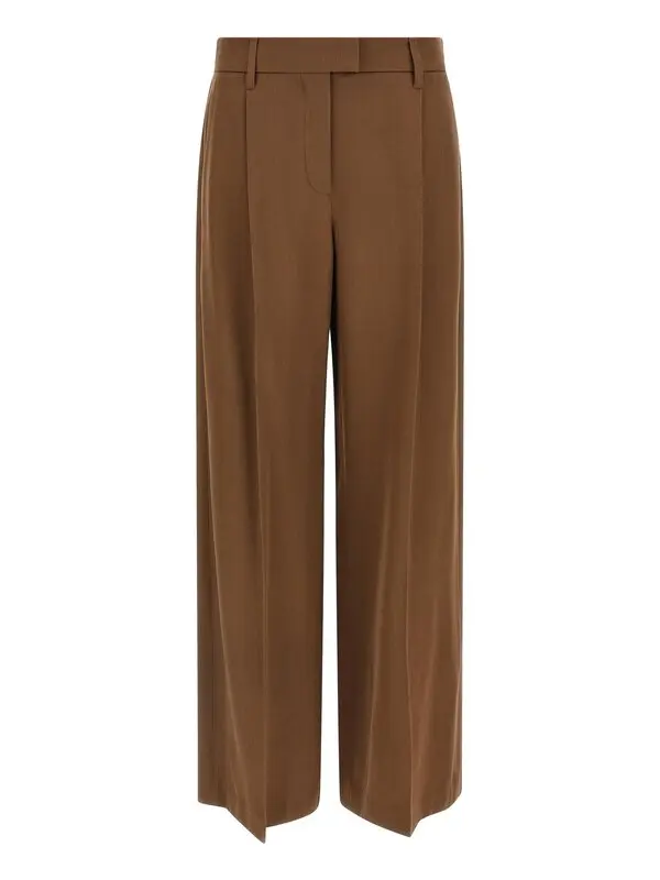 Brunello Cucinelli Virgin Wool And Viscose Blend Wide Leg Pants - Brown