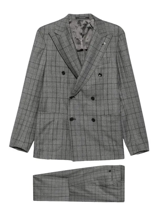 Tagliatore Grey Suits Double Breasted Suits - Gray