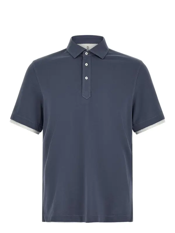 Brunello Cucinelli Double Layer Polo Shirt - Blue
