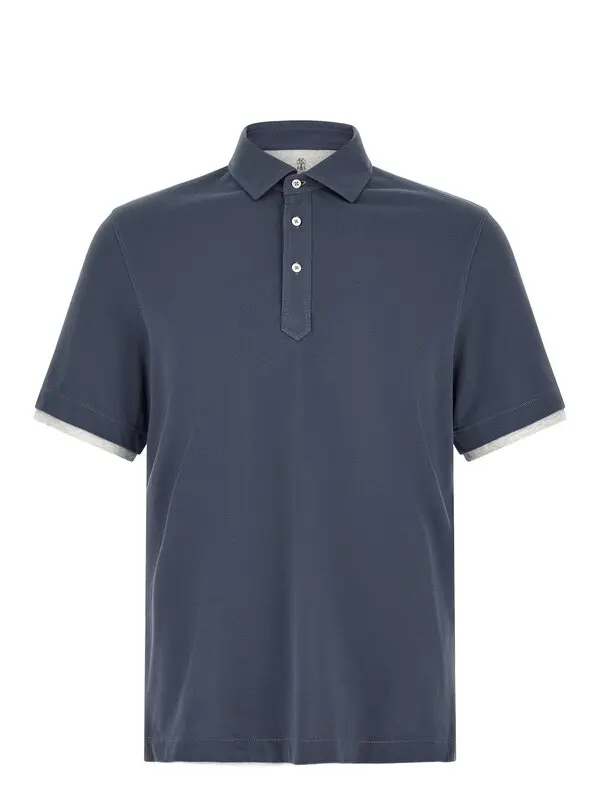 Brunello Cucinelli Double Layer Polo Shirt - Blue