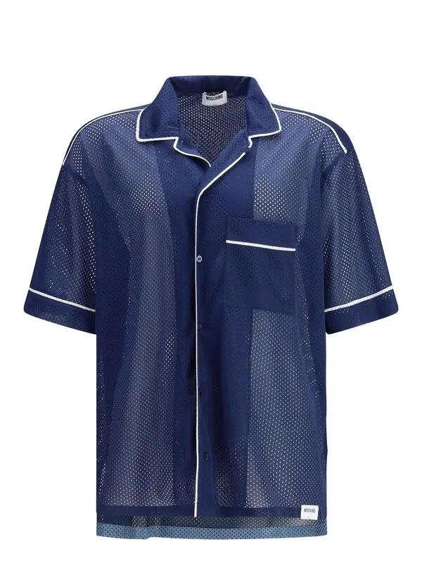 Moschino Technical Mesh Shirt With Reversed 22 Print - Blue