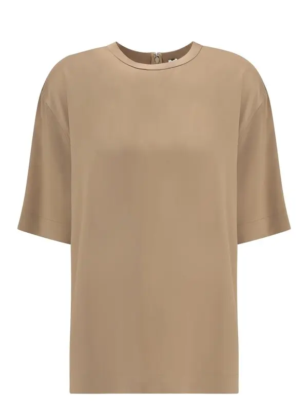 TOTEME Satin T-shirt - Brown