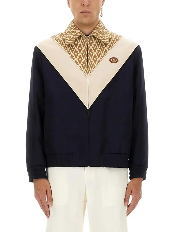 Valentino Garavani Wool Bomber Jacket With Print Toute La V - Multicolor