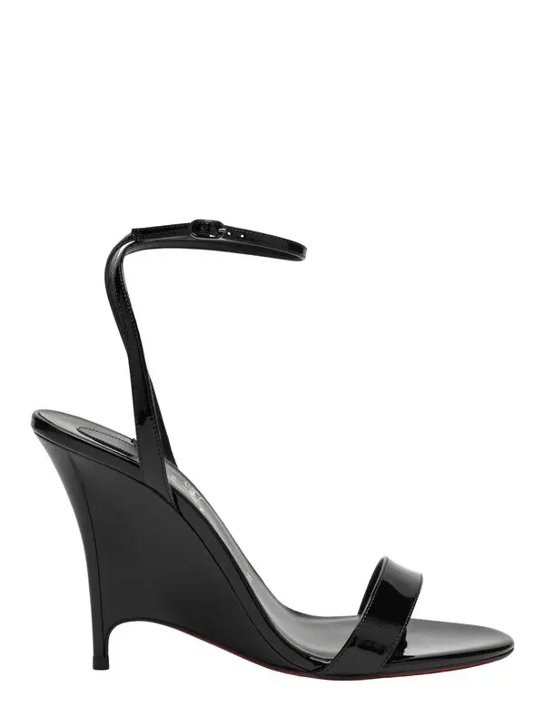 CHRISTIAN LOUBOUTIN Patent Leather Miss Z Wedge Sandals - Black