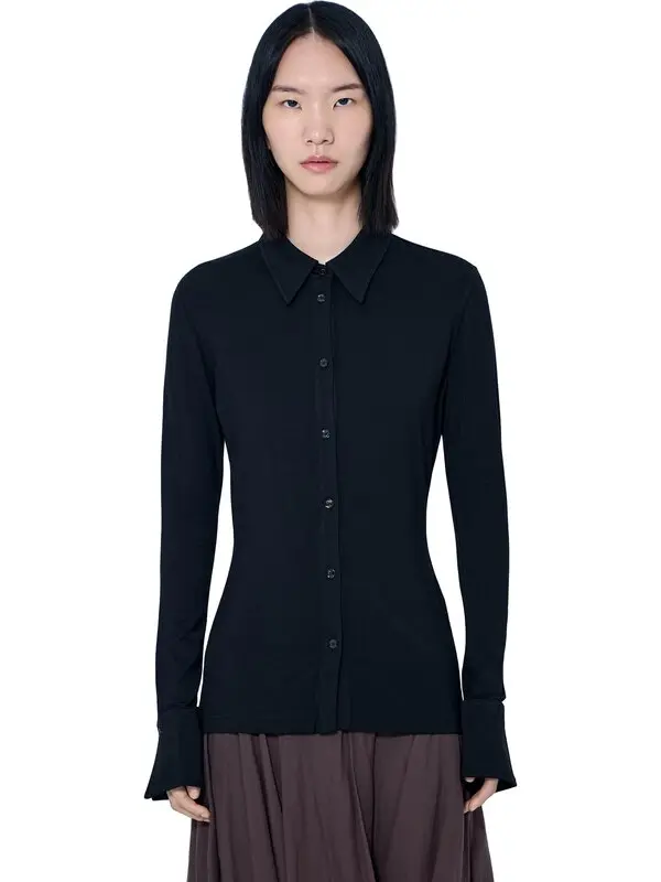 TOTEME Fitted Jersey Shirt - Black