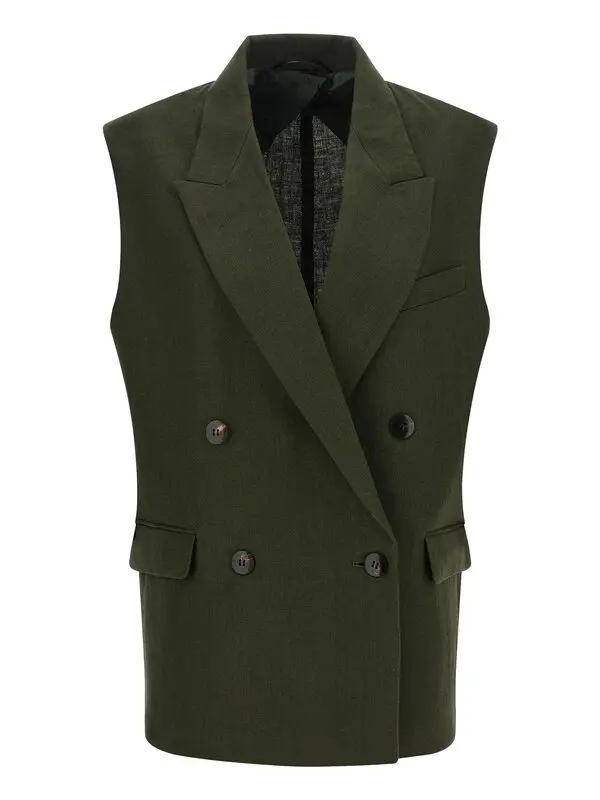 Max Mara Mstaia Linen Waistcoat - Green