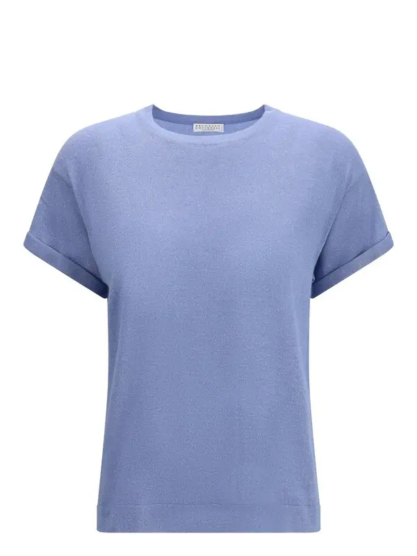 Brunello Cucinelli Cashmere Glitter T-shirt - Blue