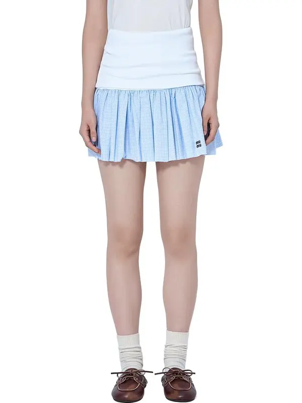 Miu Miu Cotton Jersey And Poplin Mini Skirt - Blue