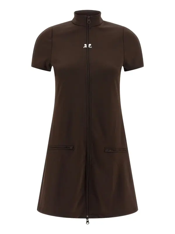 COURREGES Interlock Tracksuit Mini Dress - Brown