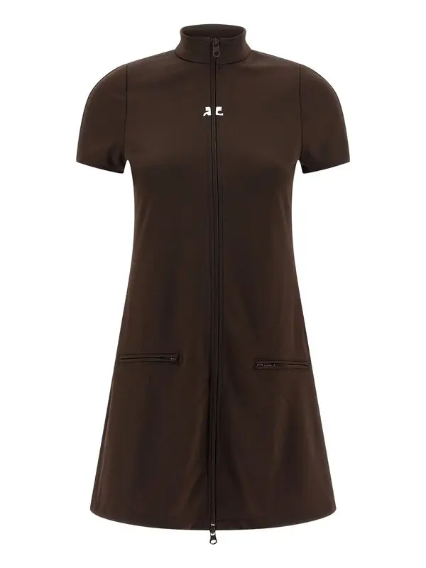 COURREGES Interlock Tracksuit Mini Dress - Brown