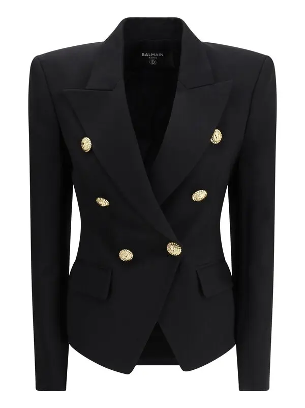 Balmain Grain De Poudre Fitted Jacket - Black