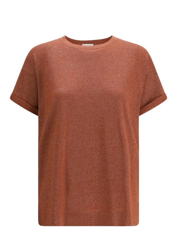 Brunello Cucinelli Cashmere Glitter T-shirt - Red