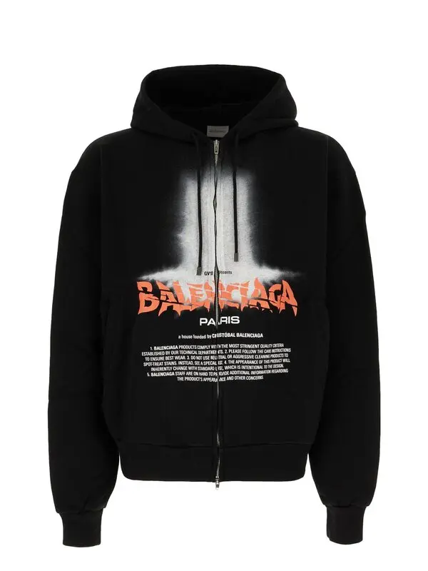Balenciaga Full Zip Hooded Sweatshirt - Multicolor