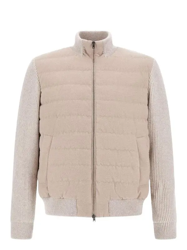 Herno High Collar Zip Fastening Coat - Multicolor