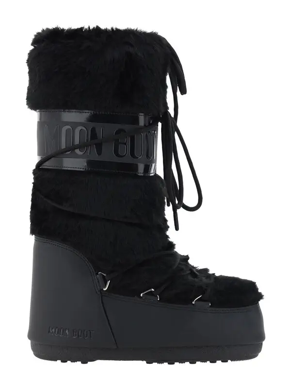 Moon Boot Icon Faux Fur Boots - Black