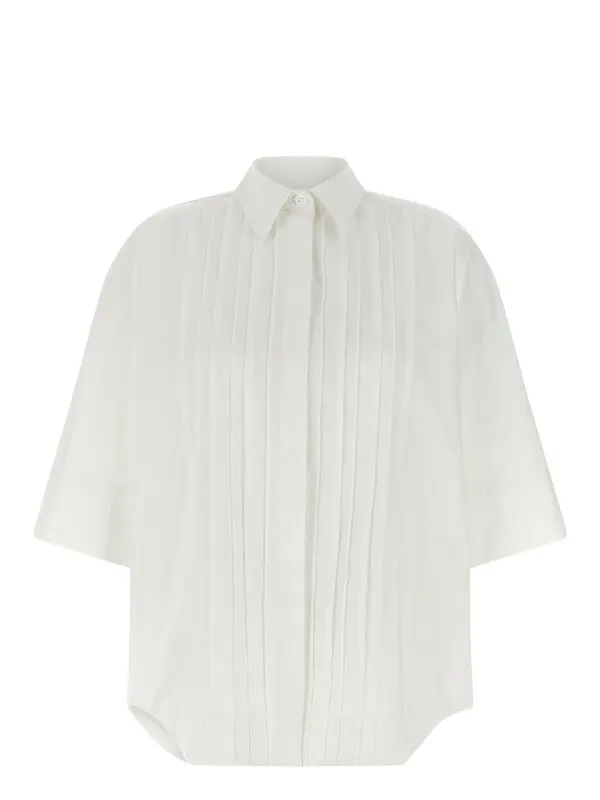 P.a.r.o.s.h Cotton Poplin Pleated Shirt - White
