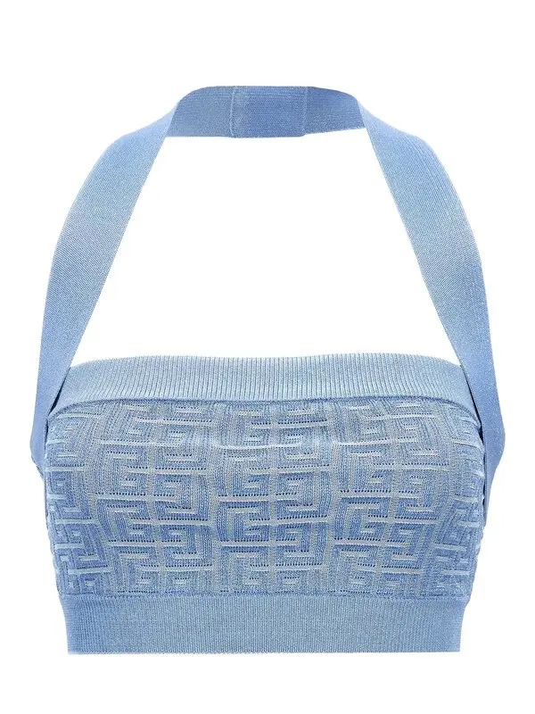 Balmain Monogram Crop Top - Blue