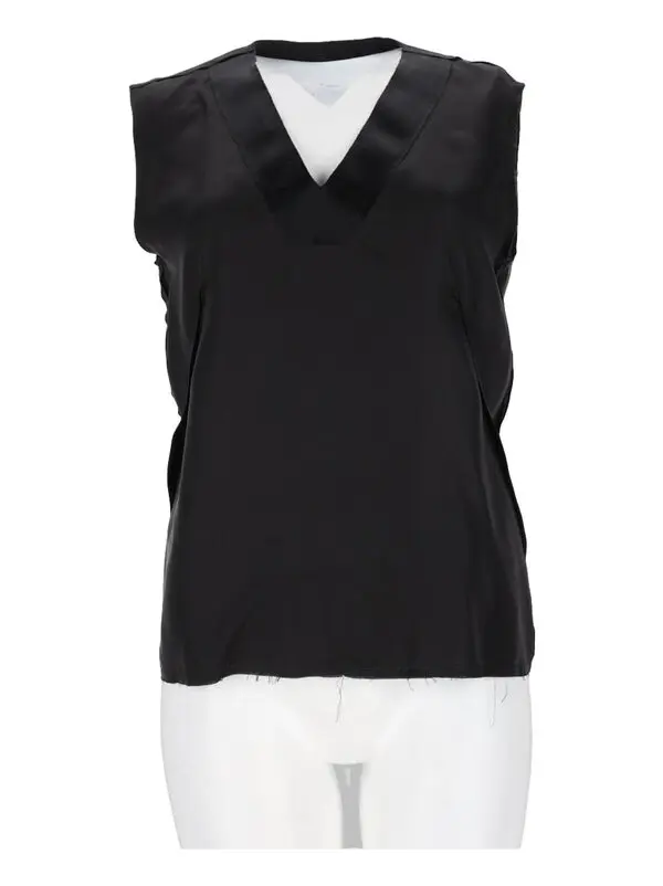 MAISON MARGIELA Silk Sleeveless Blouse - Black