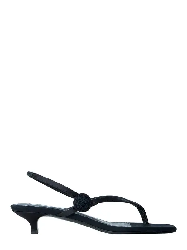TOTEME Slingback Satin Sandals - Black