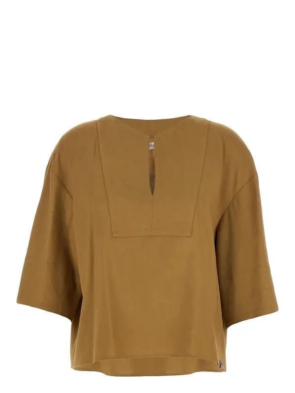 Max Mara Mxpsospiro Linen-blend Blouse - Cream