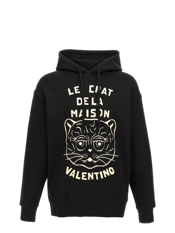 Valentino Garavani Le Chat De La Maison Brushed Cotton Hoodie - Black
