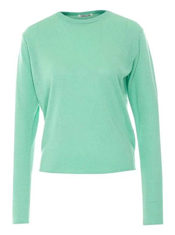 Auralee Cashmere And Silk Fine Knit Sweater - Green