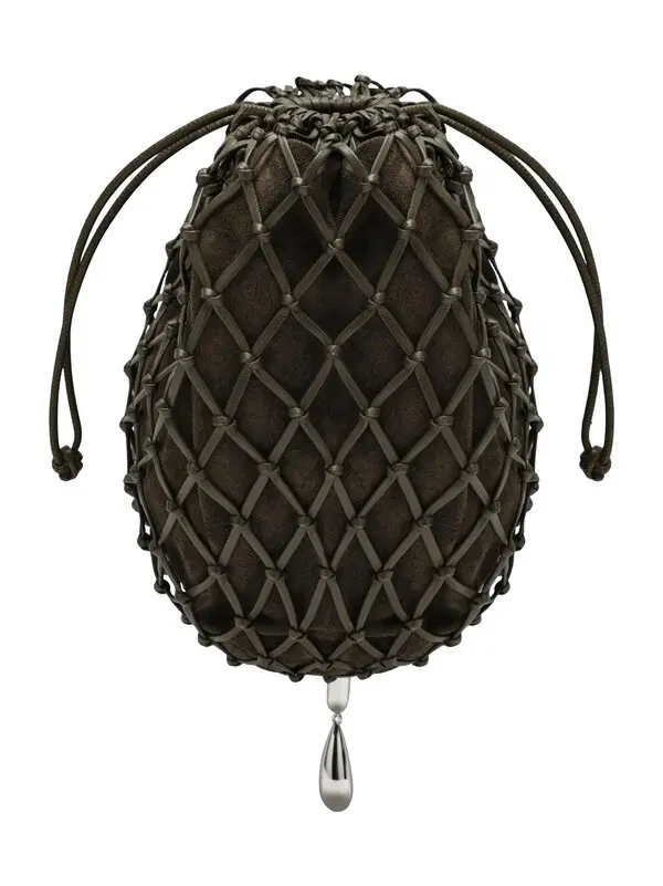 Savette Macramé Pouch In Calf Leather - Brown