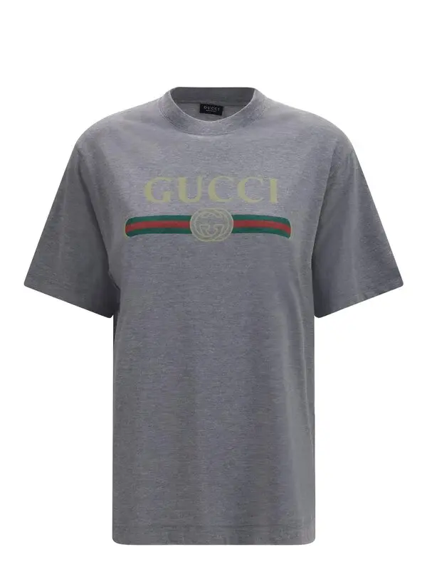 Gucci Cotton And Silk Jersey Printed T-shirt - Gray