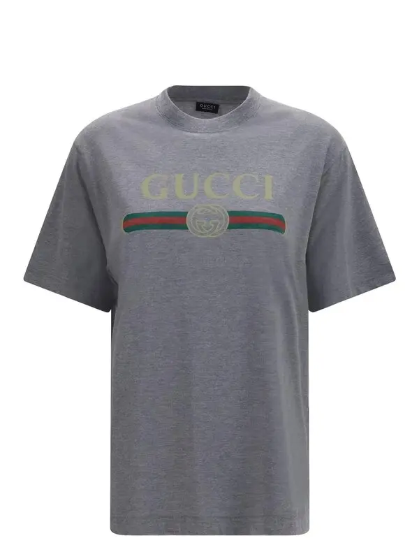 Gucci Cotton And Silk Jersey Printed T-shirt - Gray