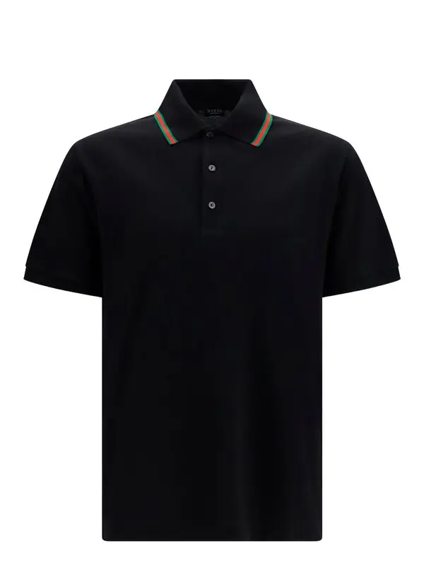 Gucci Cotton Piqué Jersey Polo Shirt - Black