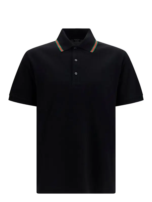 Gucci Cotton Piqué Jersey Polo Shirt - Black