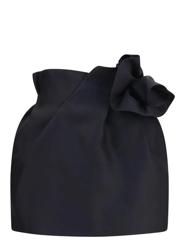 Magda Butrym Wool And Silk Mini Skirt With Floral Details - Black