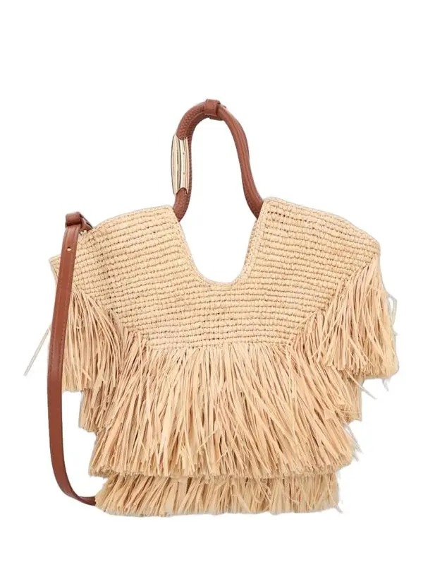 Zimmermann Borsa Tote Goldentime Small Con Frange - Cream