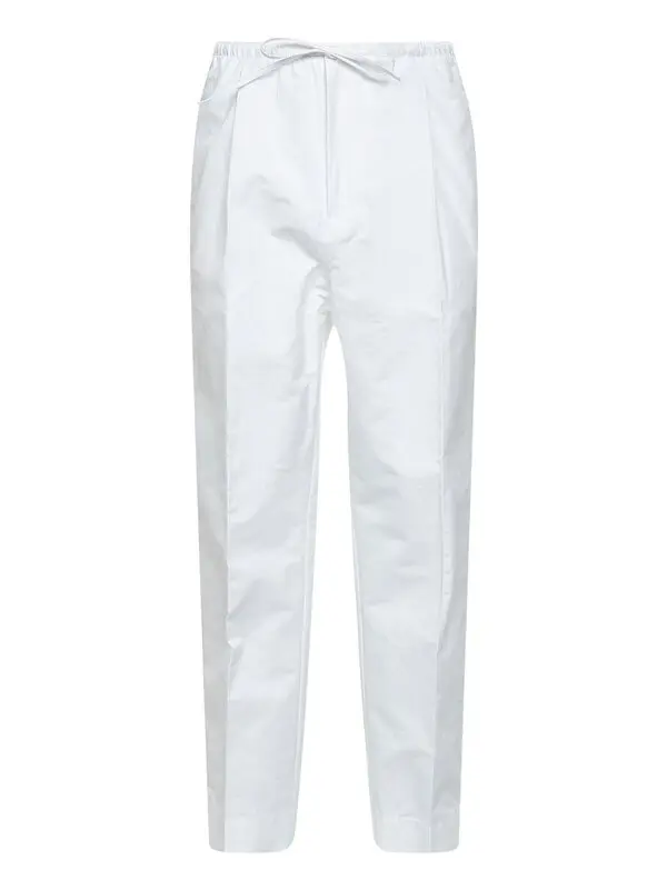 Bottega Veneta White Cotton Poplin Drawstring Trousers - Multicolor