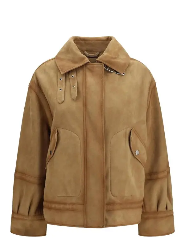ERMANO SCERVINO Ermanno Scervino Heritage Detail Suede Aviator Bomber Jacket - Brown