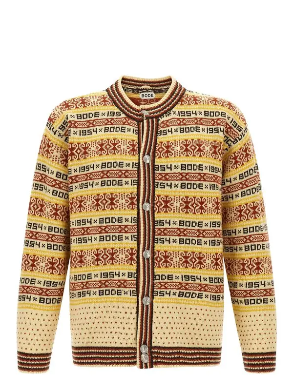 BODE Marzipan Jacquard Patterned Wool Cardigan - Multicolor