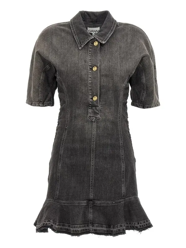 GANNI Tint Edge Denim Dress - Black