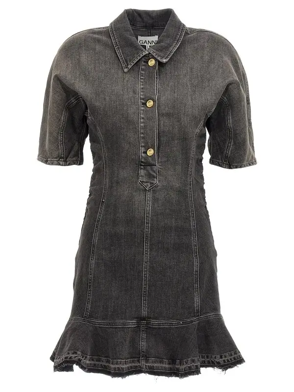 GANNI Tint Edge Denim Dress - Black