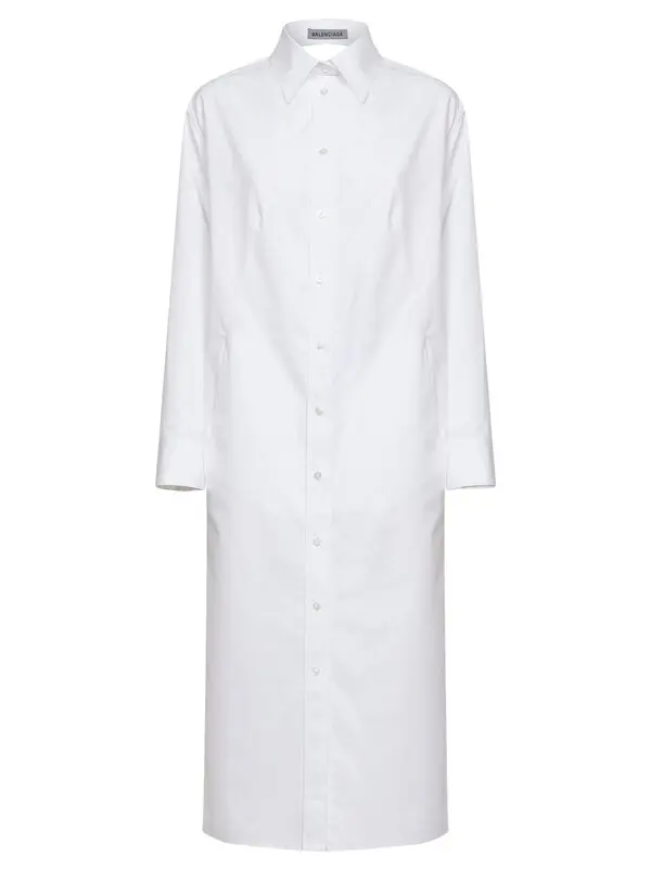 Balenciaga Poplin Draped Back Shirt Dress - Multicolor