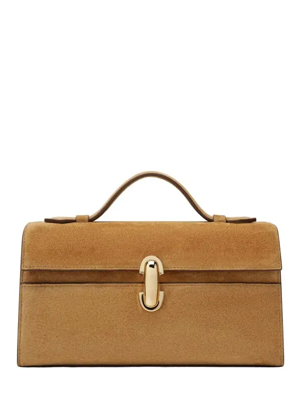 Savette Light Brown Suede Symmetry Pouch - Cream