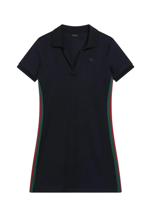 Gucci Cotton Jersey Dress With Web Detail - Blue