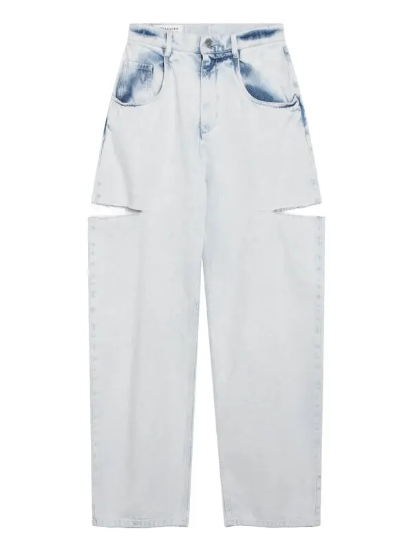 MAISON MARGIELA Faded Cotton Jeans With Cut-out Details - Blue