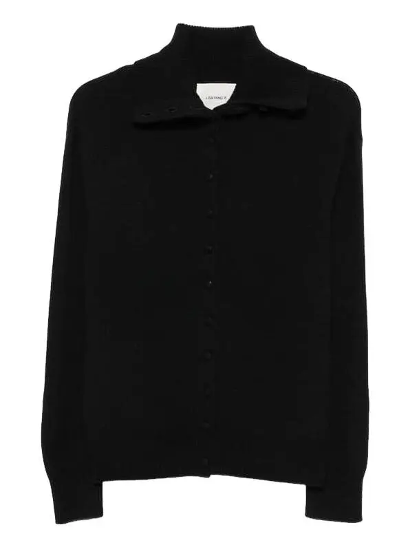 LISA YANG Cashmere Sailor Collar Cardigan - Black