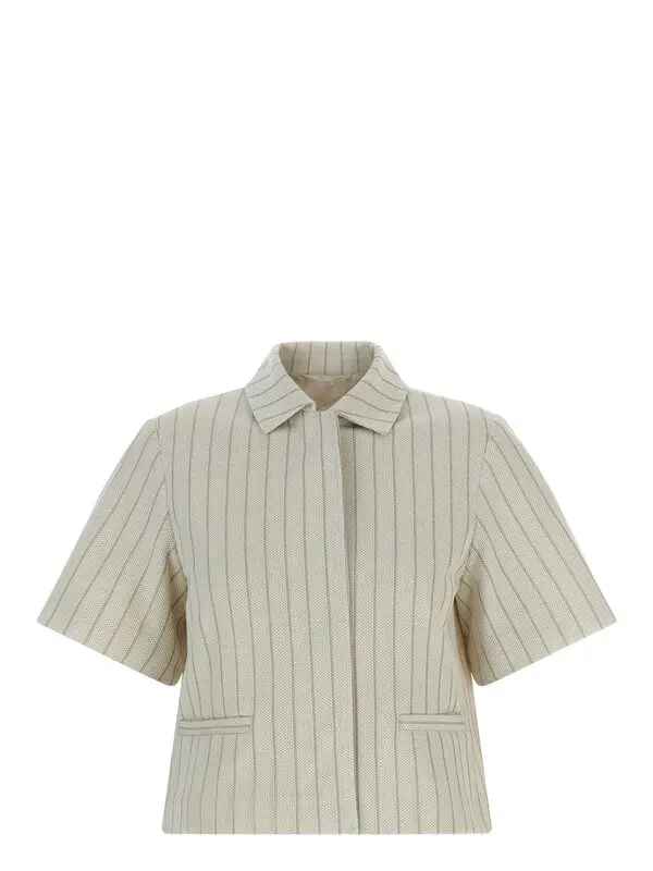 Max Mara Pinstripe Cotton Jersey Jacket - Cream