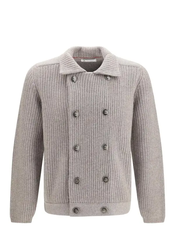 Brunello Cucinelli Marina Cardigan In English Rib Cashmere - Gray
