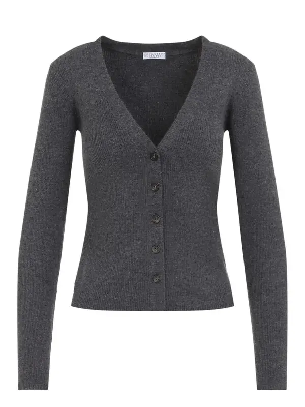 Brunello Cucinelli Lurex Cashmere Cardigan - Gray