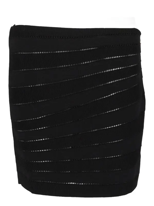 Balmain Flechage Knit Mini Skirt - Black