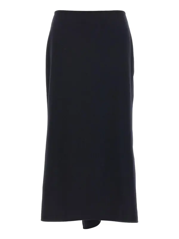 Victoria Beckham Wool Crêpe Kick Detail Skirt - Blue