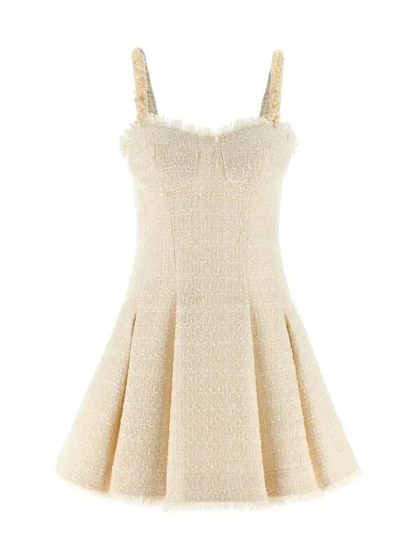 Balmain Conchiglie Tweed Mini Dress - White