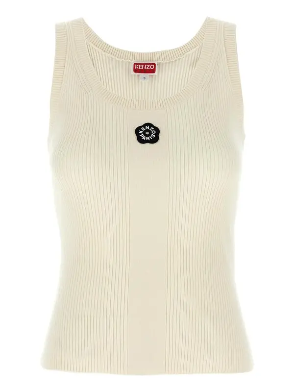 Kenzo Boke Flower 2.0 Ribbed Viscose Tank Top - White